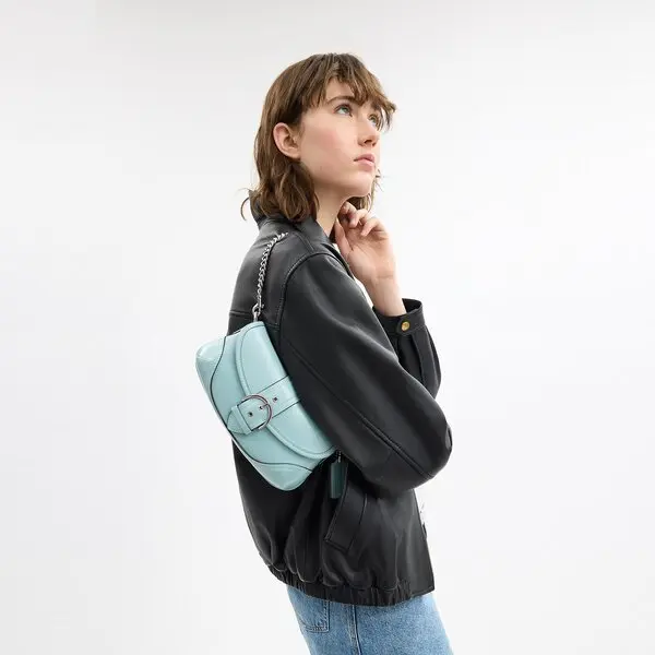 ショルダーバッグ Coach Leather Soho Bag Sky Blue Coach 9248 Vintage Medium Sky Blue Soho Y2K Leather Shoulder Bag
